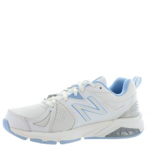 new balance women's 857 v2 cross trainer, white/light blue, 7 xw us