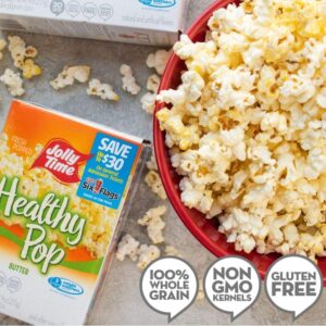 Jolly Time Healthy Pop Microwave Popcorn, Low Fat Gluten Free Non-GMO (Healthy Pop 100's - Butter & Sea Salt, 1.2 Ounce (Pack of 30))