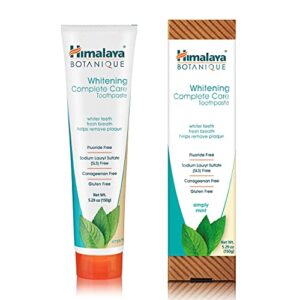 himalaya botanique complete care whitening toothpaste, simply mint, for a clean mouth, whiter teeth and fresh breath, 5.29 oz