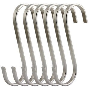 ruiling premium 6 pack size x-large brushed stainless flat s hooks kitchen pot pan hanger clothes storage rack.