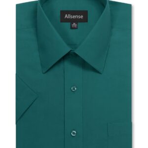 Allsense Men's Regular Fit Short Sleeve Dress Shirts 18-18.5N 2XL Teal