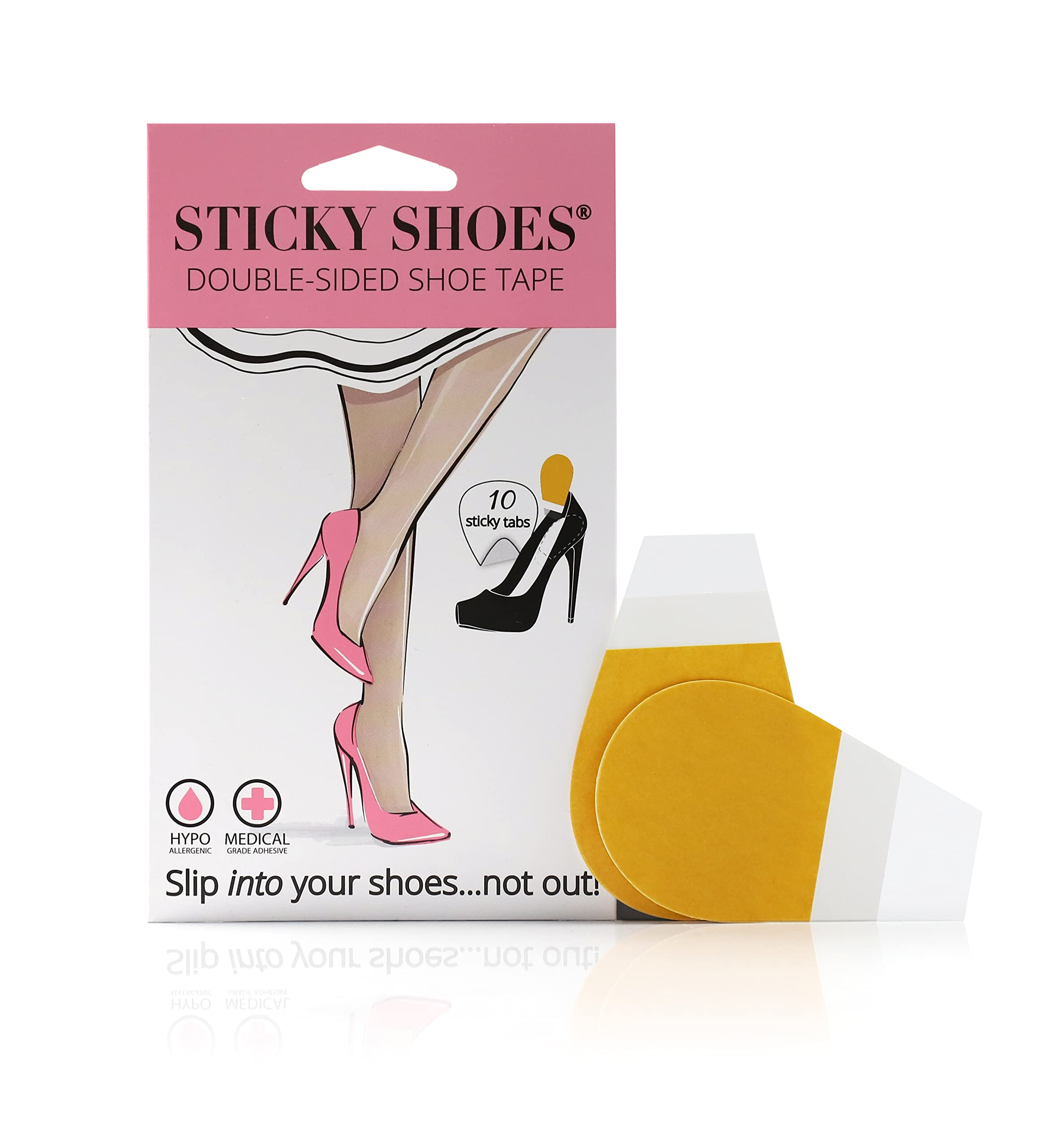 Sticky Shoes Double Sided Shoe Tape - Tape for Perfect Fitting Heels, Anti Slip for Shoes - 10 Pack