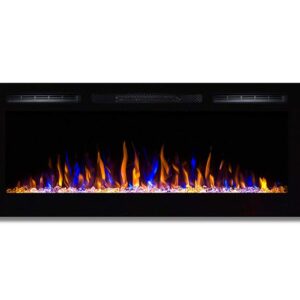 Moda Flame 50 Inch Cynergy Crystal Stone Built-in Wall Mounted Electric Fireplace