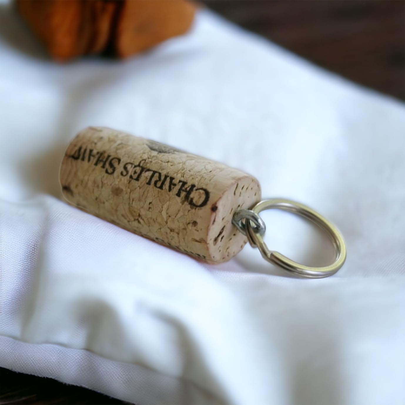 Wine Cork Floating Key Chain, single wine cork keychain- wine-KC (single keychain)