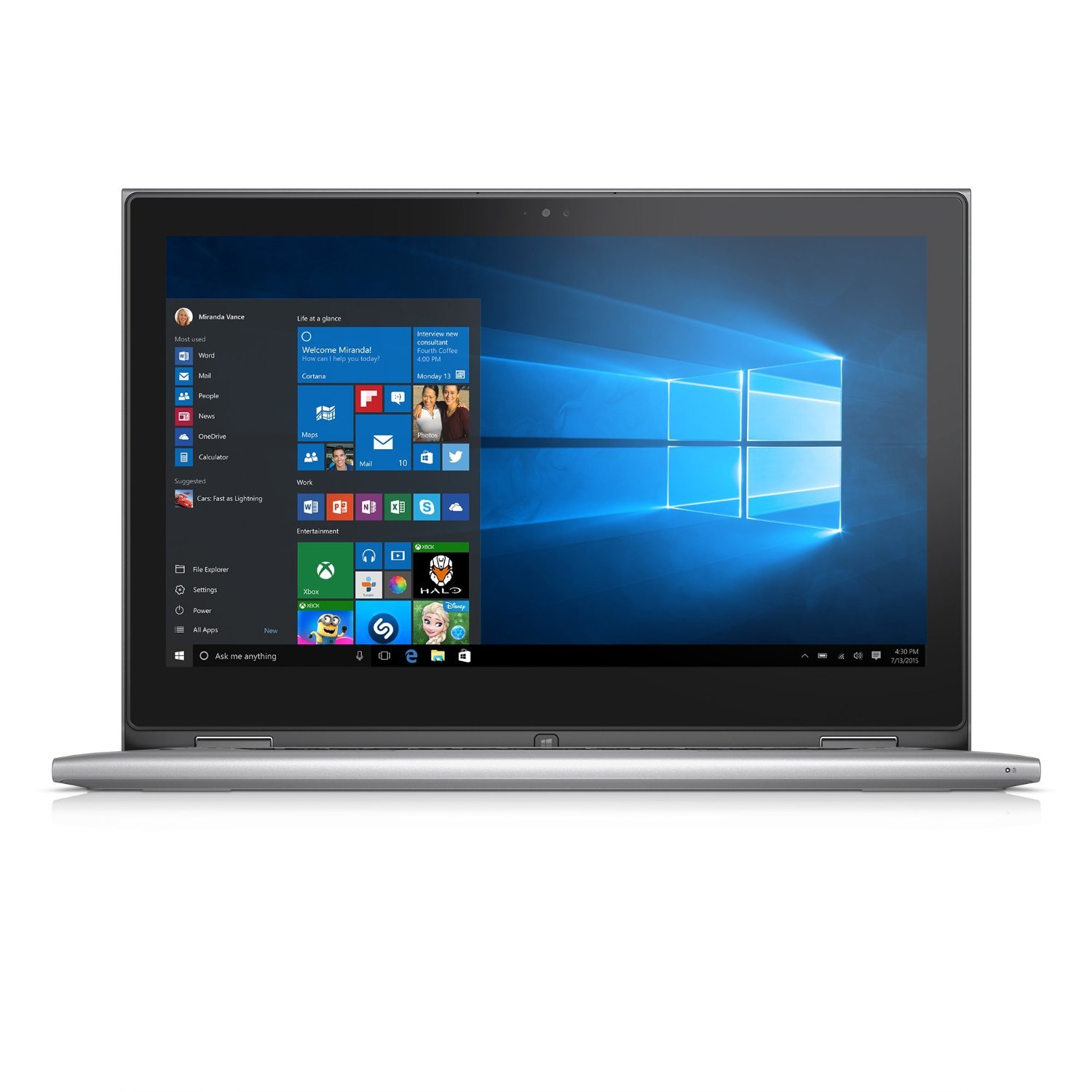 Dell 13.3" 2-in-1 Full HD Touchscreen Flagship Laptop, Intel Core i7-6500U Processor, 8GB RAM, 256GB SSD, Backlit Keyboard, 11-hour Battery Life, Windows 10