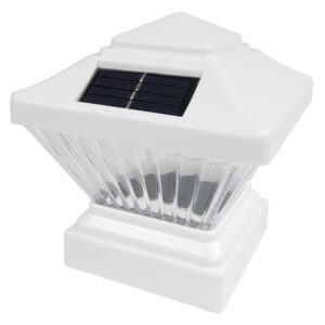 8 Pack White Outdoor Garden 4 x 4 Solar LED Post Deck Cap Square Fence Light Landscape Lamp Lawn PVC Vinyl Wood