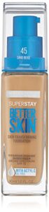 maybelline new york super stay better skin foundation, sand beige, 1 fl. oz.