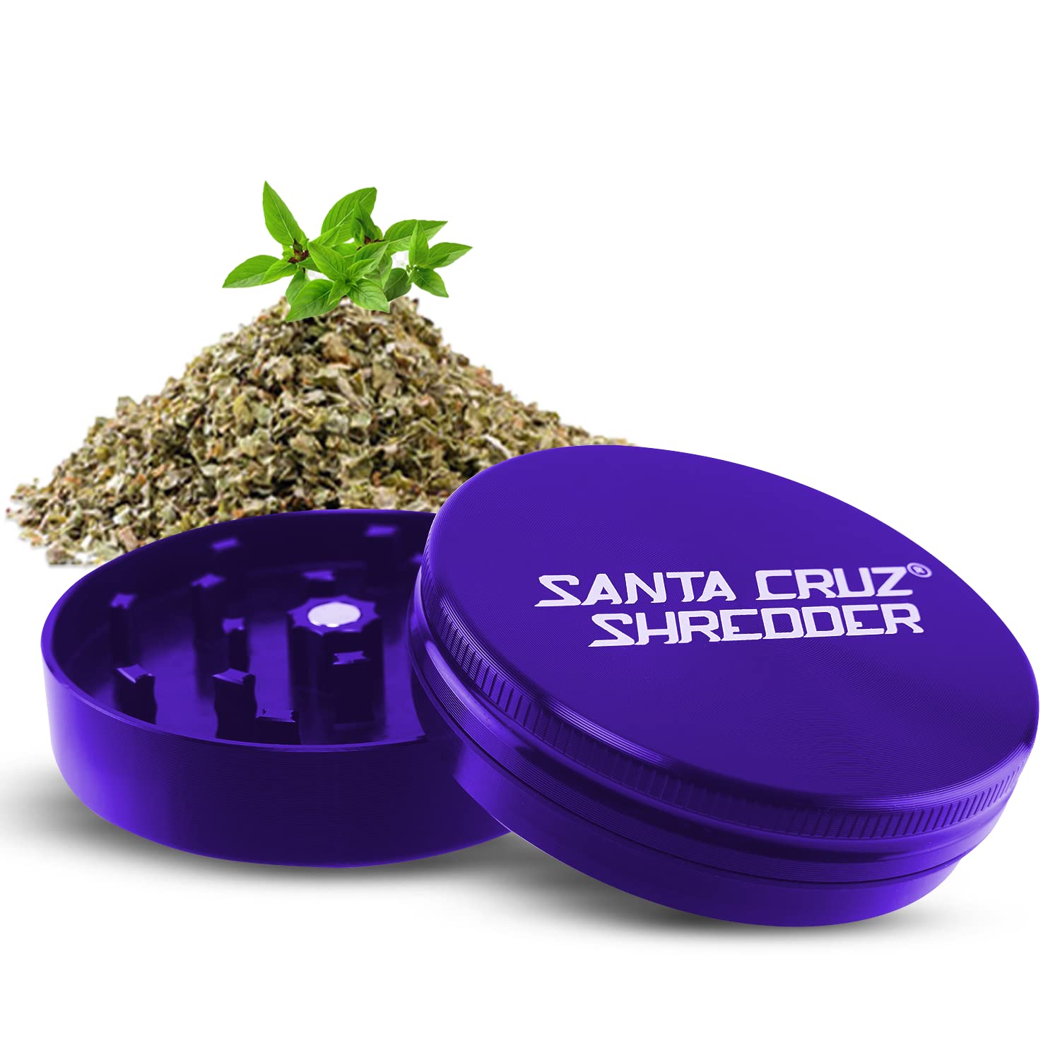 Santa Cruz Shredder Metal Herb Grinder Knurled Top for Stronger Grip 2-Piece 2.2" (Purple)