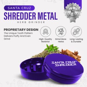 Santa Cruz Shredder Metal Herb Grinder Knurled Top for Stronger Grip 2-Piece 2.2" (Purple)