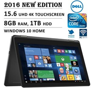 2016 DELL Inspiron i7568 Flagship High Performance 2-in-1 15.6" 4K Ultra HD Touchscreen Convertible Laptop PC, Intel Core i7-6500U Processor, 8GB RAM, 1TB HDD, Backlit Keyboard, Windows 10