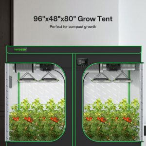 VIVOSUN S848 4x8 Grow Tent, 96"x48"x80" High Reflective Mylar with Observation Window and Floor Tray for Hydroponics Indoor Plant for VS4000/VSF4300