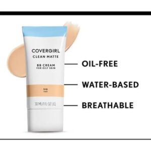 COVERGIRL - Clean Matte BB Cream, Oil-Free, Long-Lasting, Sensitive Skin, Lightweight, 100% Cruelty-Free