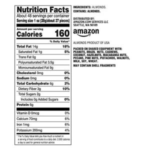 Amazon Brand - Happy Belly Whole Raw Almonds, 48 Ounce (Pack of 1)