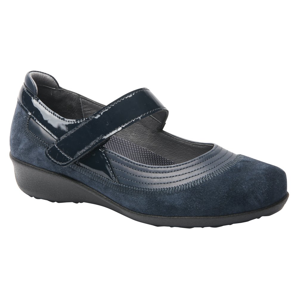 Drew Shoe Genoa 14316 Women's Casual Shoe: Navy/Combo 7 Wide (D) Velcro