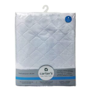 Carters Waterproof Fitted Crib Mattress Pad and Toddler Crib Mattress Protector - Baby Crib Mattress Cover - Protective Sheet for Boys and Girls Bedding Sets White