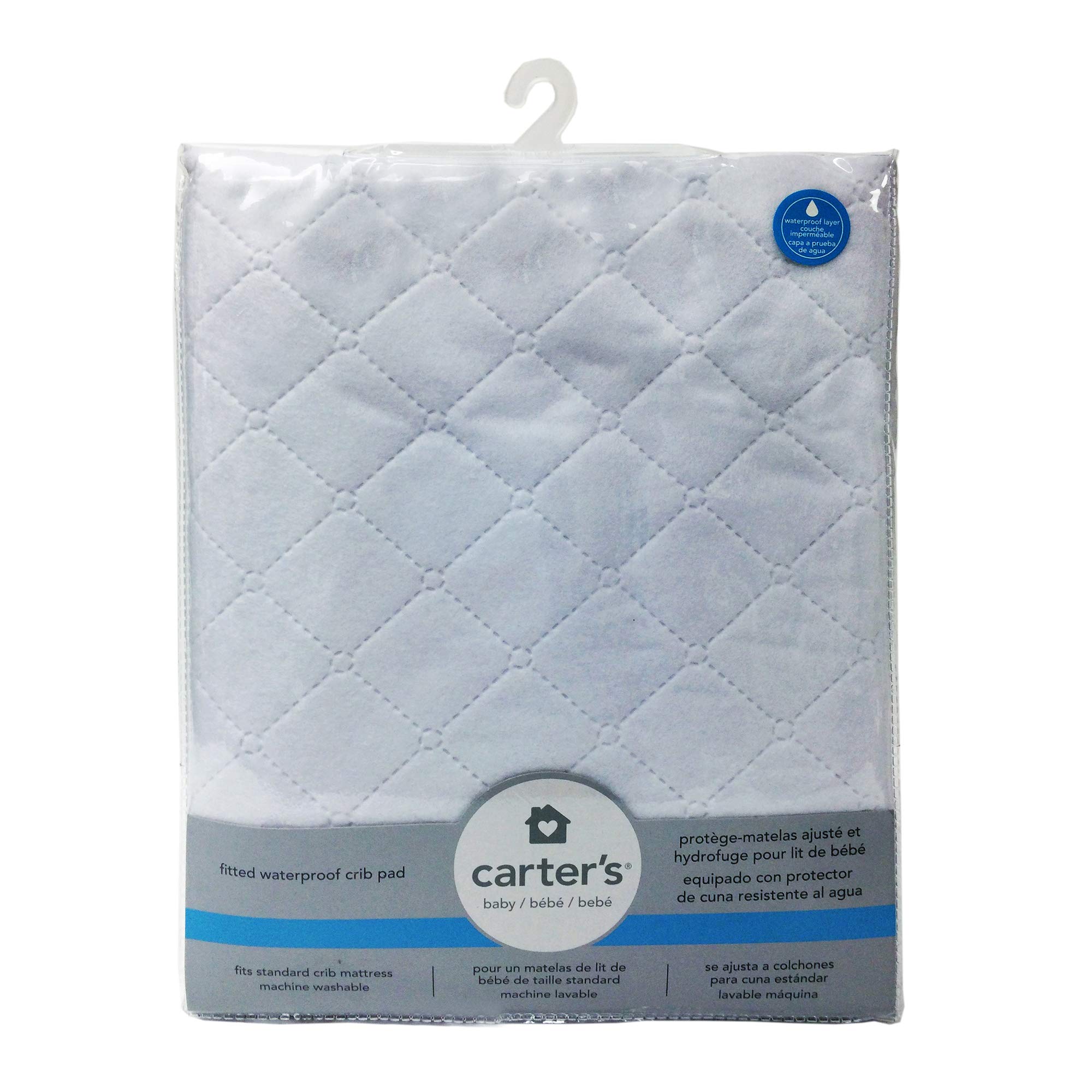 Carters Waterproof Fitted Crib Mattress Pad and Toddler Crib Mattress Protector - Baby Crib Mattress Cover - Protective Sheet for Boys and Girls Bedding Sets White