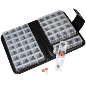 Floral Pill Case Box, 14 Day Pill Holder Pill Container & Medication Organizer, Travel Case - 4 Marked Compartments for Each Day of The Week - Morn, Noon, Eve, Bed