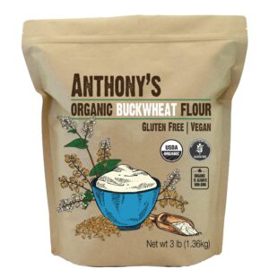 Anthony's Organic Buckwheat Flour, 3 lb, Grown in USA, Gluten Free, Vegan