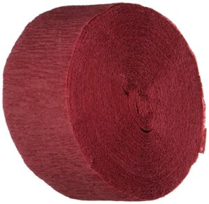 2 rolls maroon burgundy crepe paper streamers, 145 feet total, made in usa