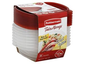 rubbermaid 7f58 8-piece takealongs food storage container set, sandwich, red