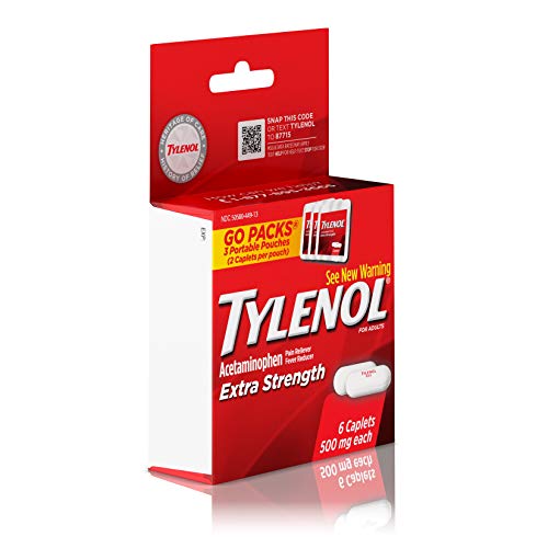 Tylenol Extra Strength Caplets with 500 mg Acetaminophen, Pain Reliever & Fever Reducer, 6 ct