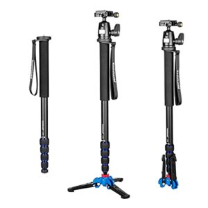 koolehaoda camera aluminum monopod with three feet stand support base & k-09 ballhead for dslr camera canon nikon. extended max height: 69-inch.