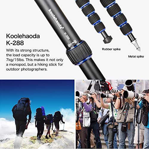 koolehaoda Camera Aluminum Monopod with Three Feet Stand Support Base & K-09 Ballhead for DSLR Camera Canon Nikon. Extended Max Height: 69-inch.