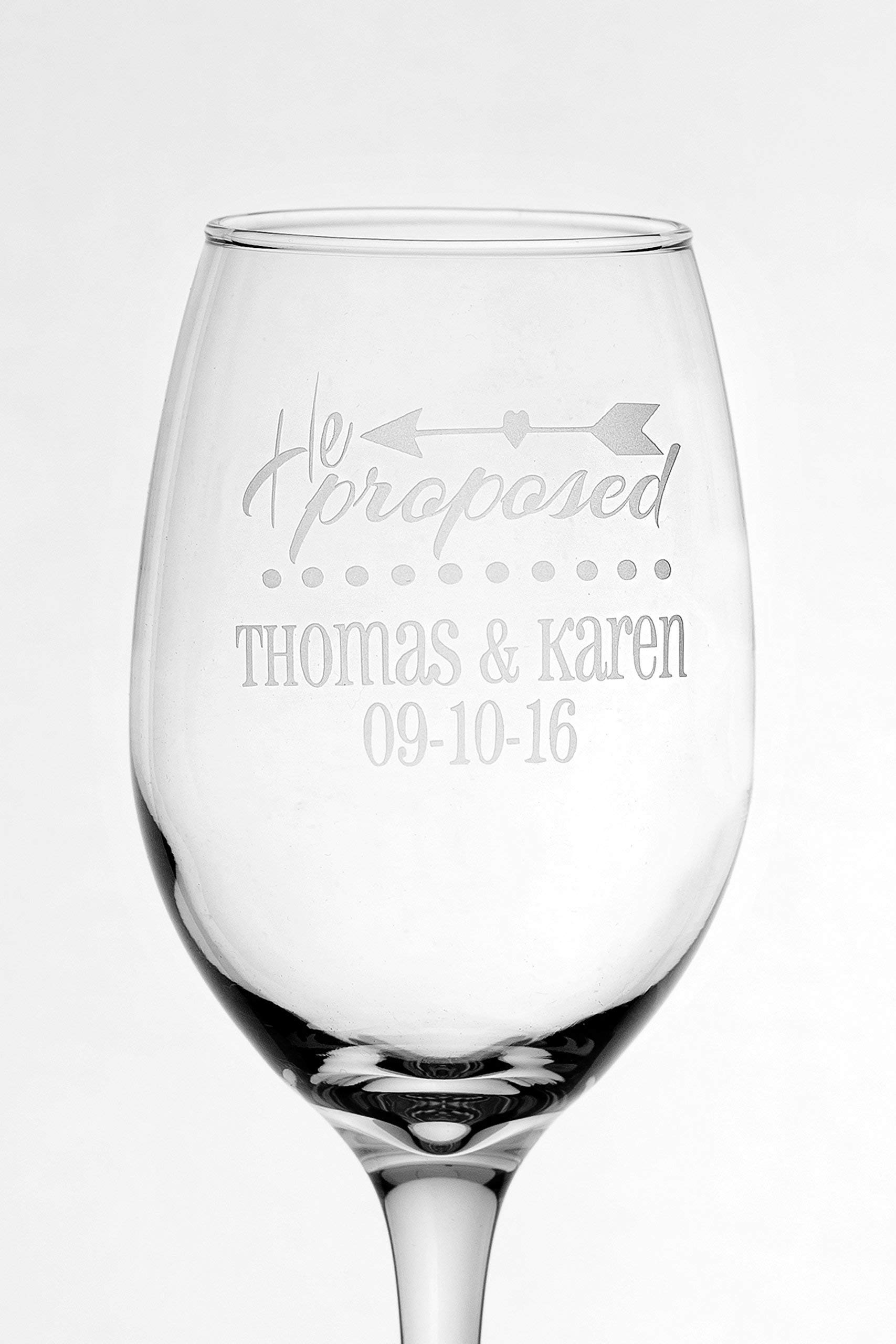 Engagement Engaged Wine Glass Gift Set - He Proposed She Said Yes