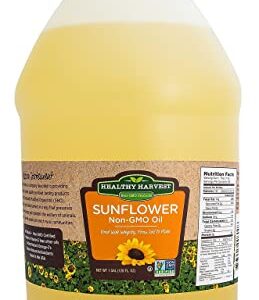 Healthy Harvest Non-GMO Sunflower Oil - Healthy Cooking Oil for Cooking, Baking, Frying & More - Naturally Processed to Retain Natural Antioxidants (One Gallon)