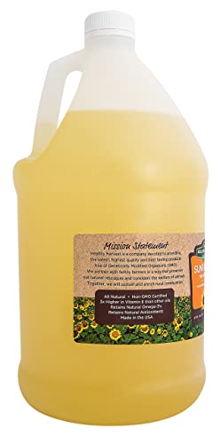 Healthy Harvest Non-GMO Sunflower Oil - Healthy Cooking Oil for Cooking, Baking, Frying & More - Naturally Processed to Retain Natural Antioxidants (One Gallon)