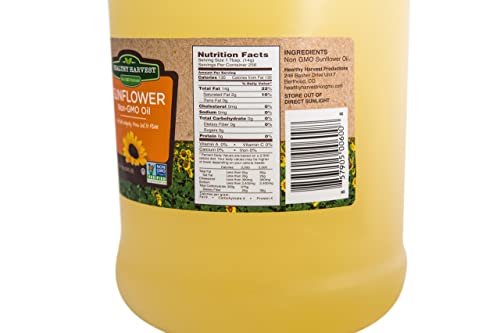 Healthy Harvest Non-GMO Sunflower Oil - Healthy Cooking Oil for Cooking, Baking, Frying & More - Naturally Processed to Retain Natural Antioxidants (One Gallon)