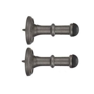 set of 2 antique brass door stops - 2-7/8" heavy duty door stop - rigid door stopper with low mounted black rubber bumper tips, protect wall & door for kitchen, bedroom, office, easy installation