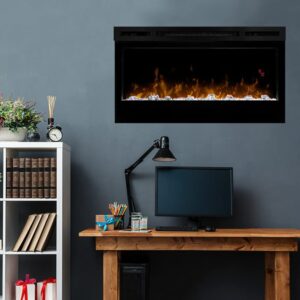 Dimplex Prism 34 inch Wall Mount Electric Fireplace with Driftwood Log Set - Black, BLF3451 & LF34DWS-KIT