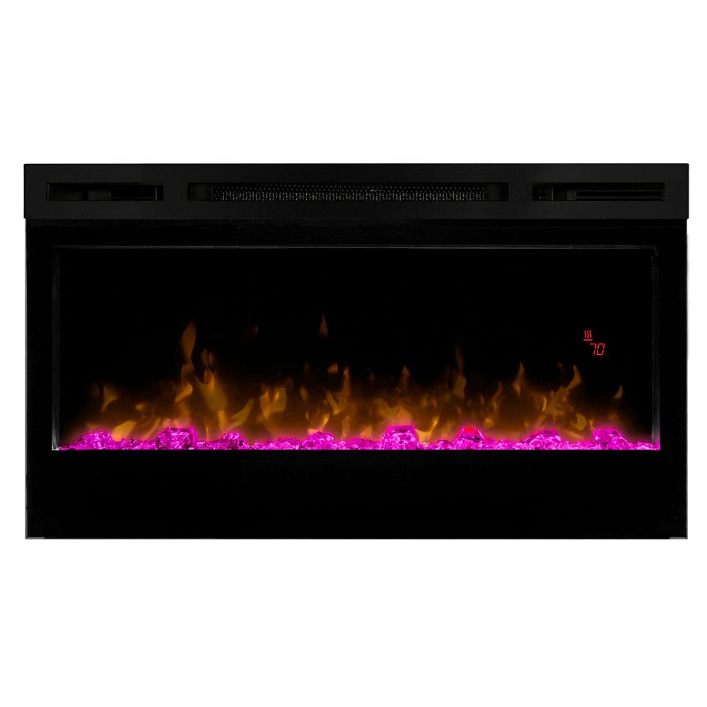 Dimplex Prism 34 inch Wall Mount Electric Fireplace with Driftwood Log Set - Black, BLF3451 & LF34DWS-KIT