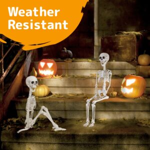 Prextex Skeleton Halloween & Day of The Dead Decoration for Home and Office - 19 Inch Posable Plastic Small Skeleton Toy Halloween Décor with Movable / Bendable Joints and 2 Sets of Body Accessories