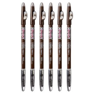 ruby kisses go brow wooden eyebrow pencil (6 count, medium brown)