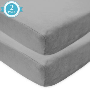 American Baby Company 2 Pack Heavenly Soft Chenille Fitted Crib Sheet 28" x 52", Warm and Cozy Neutral Chenille Sheet, Gray, for Boys and Girls, Fits Crib and Toddler Bed mattresses