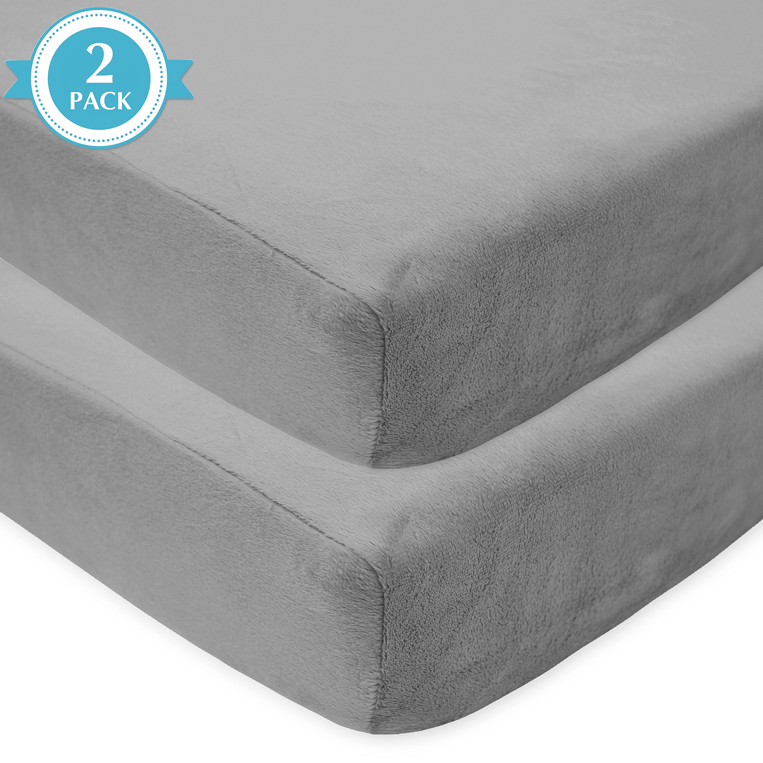 American Baby Company 2 Pack Heavenly Soft Chenille Fitted Crib Sheet 28" x 52", Warm and Cozy Neutral Chenille Sheet, Gray, for Boys and Girls, Fits Crib and Toddler Bed mattresses