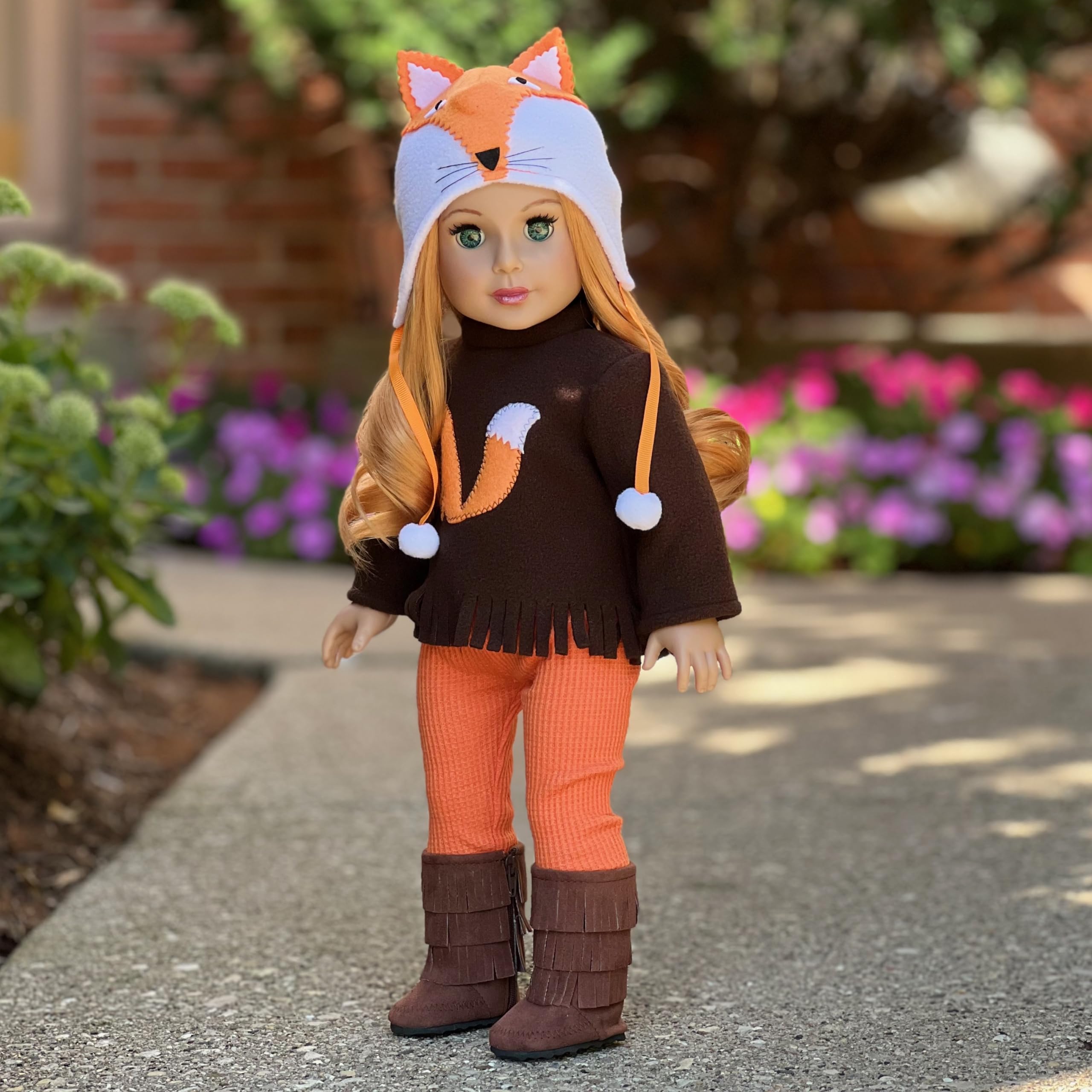 - Foxy - 4 Piece Outfit - Hat, Blouse, Leggings and Boots. Clothes Fits 18 Inch Doll (Doll Not Included)