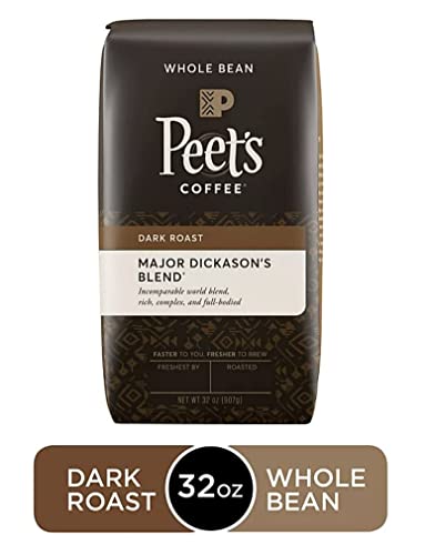 Peet's Coffee, Major Dickason's Blend, Dark Roast, Whole Bean 32oz (2 Pack)