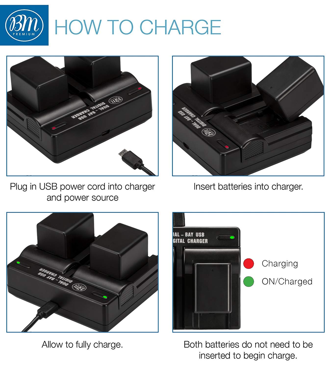 BM Premium 2 BP-727 Batteries and Dual Charger for Canon Vixia HFR80 HFR82 HFR800, HFR70, HFR72, HFR700, HFR32, HFR300, HFR40, HFR42, HFR400, HFR50, HFR52, HFR500, HFR60, HFR62, HFR600 Camcorder