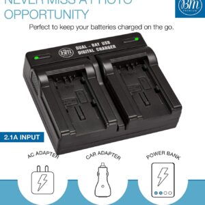 BM Premium 2 BP-727 Batteries and Dual Charger for Canon Vixia HFR80 HFR82 HFR800, HFR70, HFR72, HFR700, HFR32, HFR300, HFR40, HFR42, HFR400, HFR50, HFR52, HFR500, HFR60, HFR62, HFR600 Camcorder