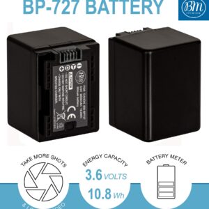 BM Premium 2 BP-727 Batteries and Dual Charger for Canon Vixia HFR80 HFR82 HFR800, HFR70, HFR72, HFR700, HFR32, HFR300, HFR40, HFR42, HFR400, HFR50, HFR52, HFR500, HFR60, HFR62, HFR600 Camcorder