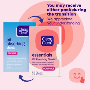 Clean & Clear Oil Absorbing Facial Sheets, Portable Blotting Papers for Face & Nose, Blotting Sheets for Oily Skin to Instantly Remove Excess Oil & Shine, Absorbing Blotting Papers, 50 ct (Pack of 6)