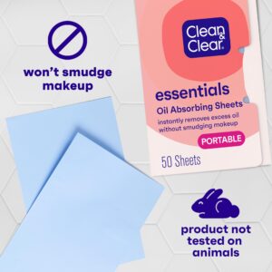 Clean & Clear Oil Absorbing Facial Sheets, Portable Blotting Papers for Face & Nose, Blotting Sheets for Oily Skin to Instantly Remove Excess Oil & Shine, Absorbing Blotting Papers, 50 ct (Pack of 6)