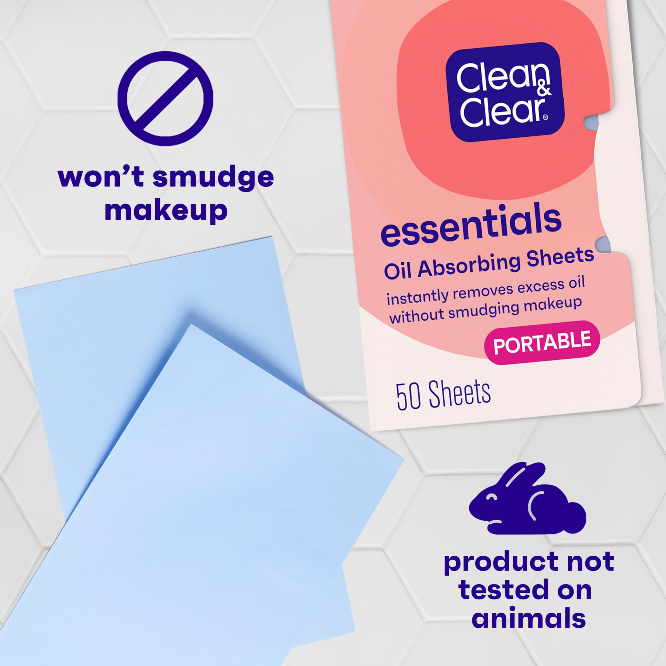 Clean & Clear Oil Absorbing Facial Sheets, Portable Blotting Papers for Face & Nose, Blotting Sheets for Oily Skin to Instantly Remove Excess Oil & Shine, Absorbing Blotting Papers, 50 ct (Pack of 6)