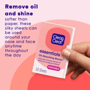 Clean & Clear Oil Absorbing Facial Sheets, Portable Blotting Papers for Face & Nose, Blotting Sheets for Oily Skin to Instantly Remove Excess Oil & Shine, Absorbing Blotting Papers, 50 ct (Pack of 6)