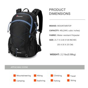 MOUNTAINTOP 40L Hiking Backpack with Rain Covers for Backpacking, Camping, Cycling and Traveling