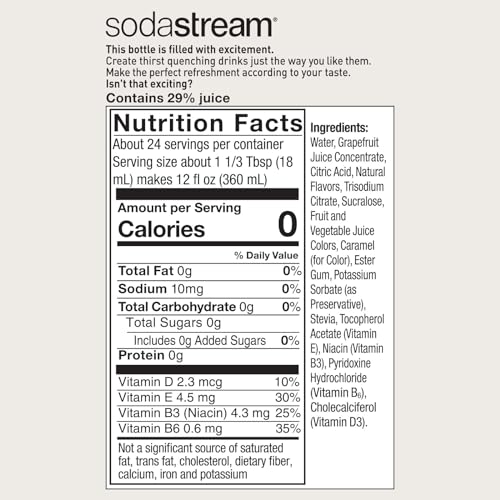 SodaStream Pink Grapefruit Liquid Zero Calorie, 14.8 Fl Oz (Pack of 4)