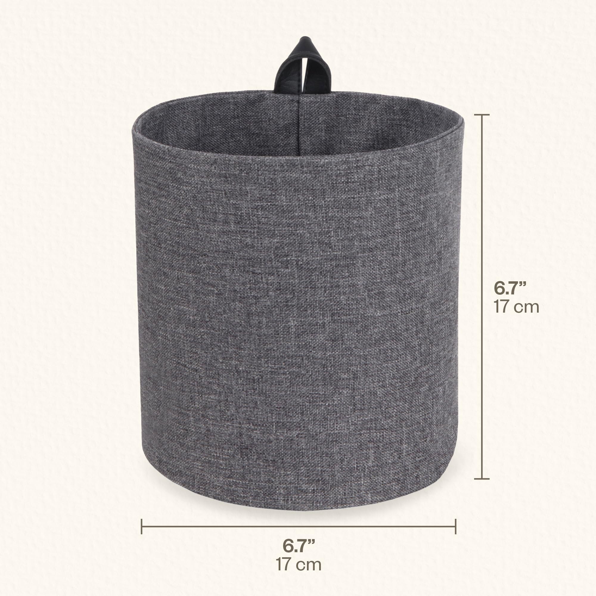 Bigso Soft Hang Around Hanging Storage Basket Small | Hanging Wall Basket for Organizing Everyday Necessities | Collapsible Wall Hanging Storage Basket for Closets | 6.7″x6.7″ | Small | Grey